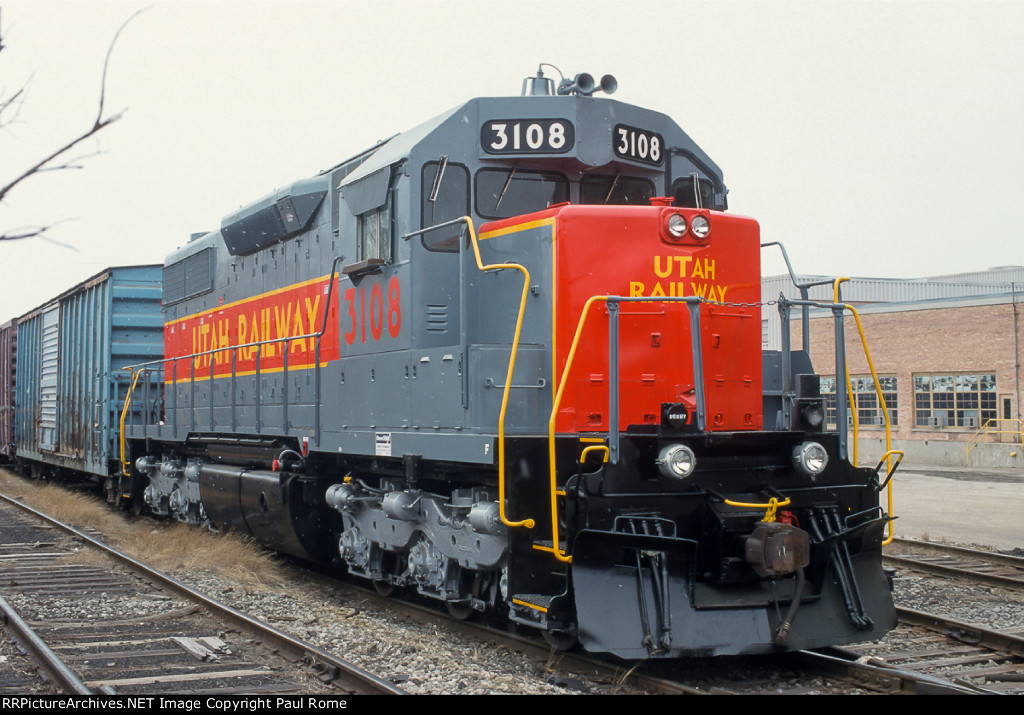 UTAH 3108, EMD SD35M, rebuild-repaint, at the OmniTrax shop